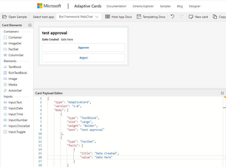 Adaptive Cards - edit default approval Adaptive Card - Office 365 Basics
